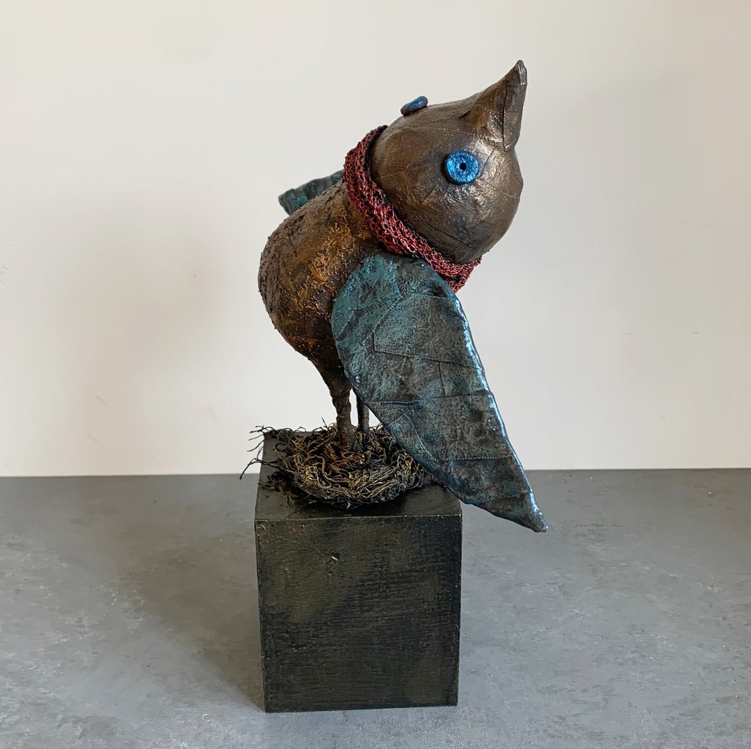 Bird Sculpture Paverpol Sculpture Textile Funny Bird Handmade Unique ...