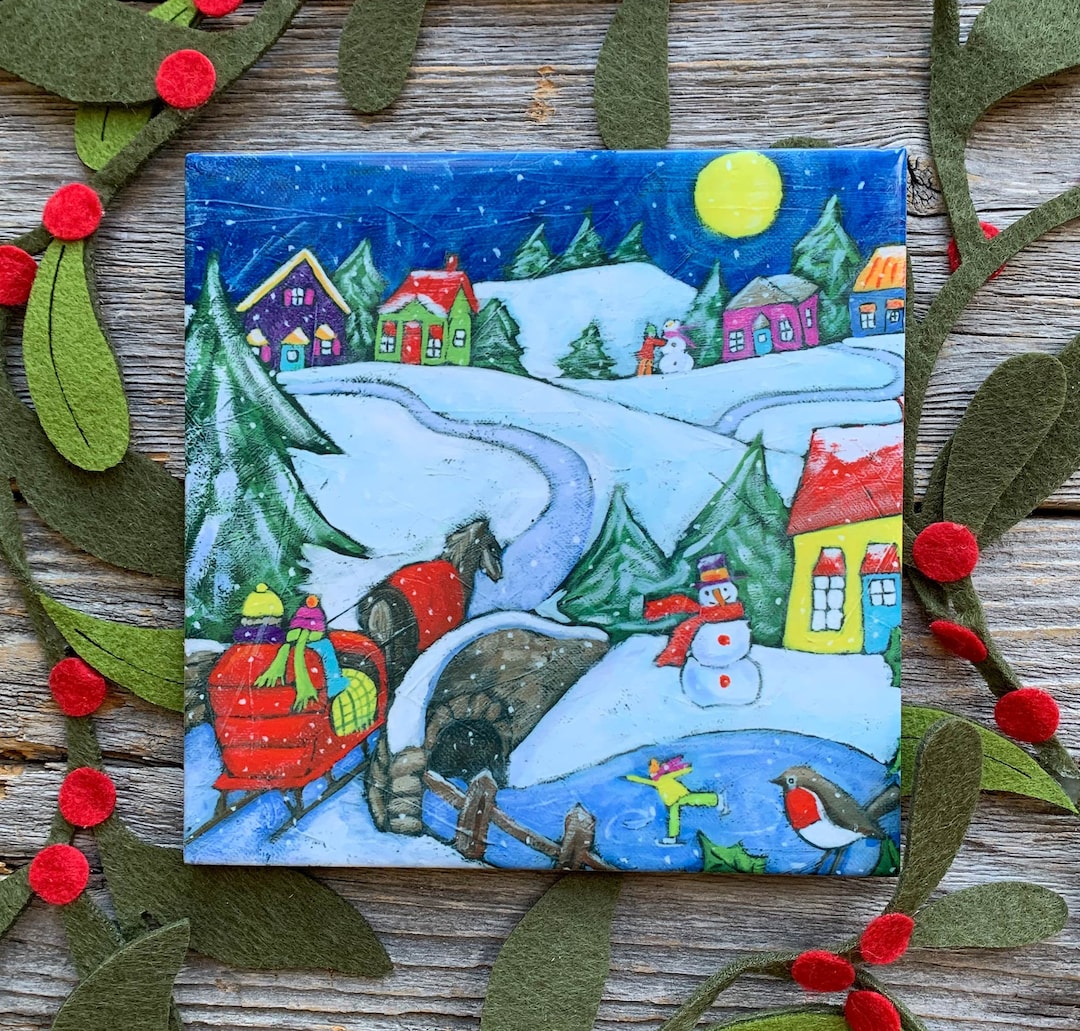 Ceramic Tile Trivet Winter Scene - Etsy
