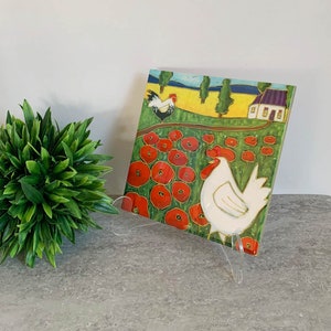 Trivet Ceramic Tile Square Landscape Sunflowers Art Print Ceramic ...