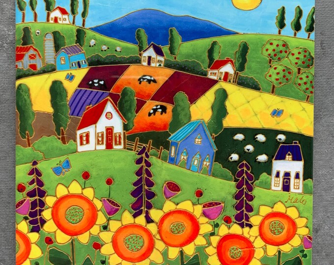 Trivet Ceramic Tile Square Landscape Sunflowers Art Print Ceramic - Etsy