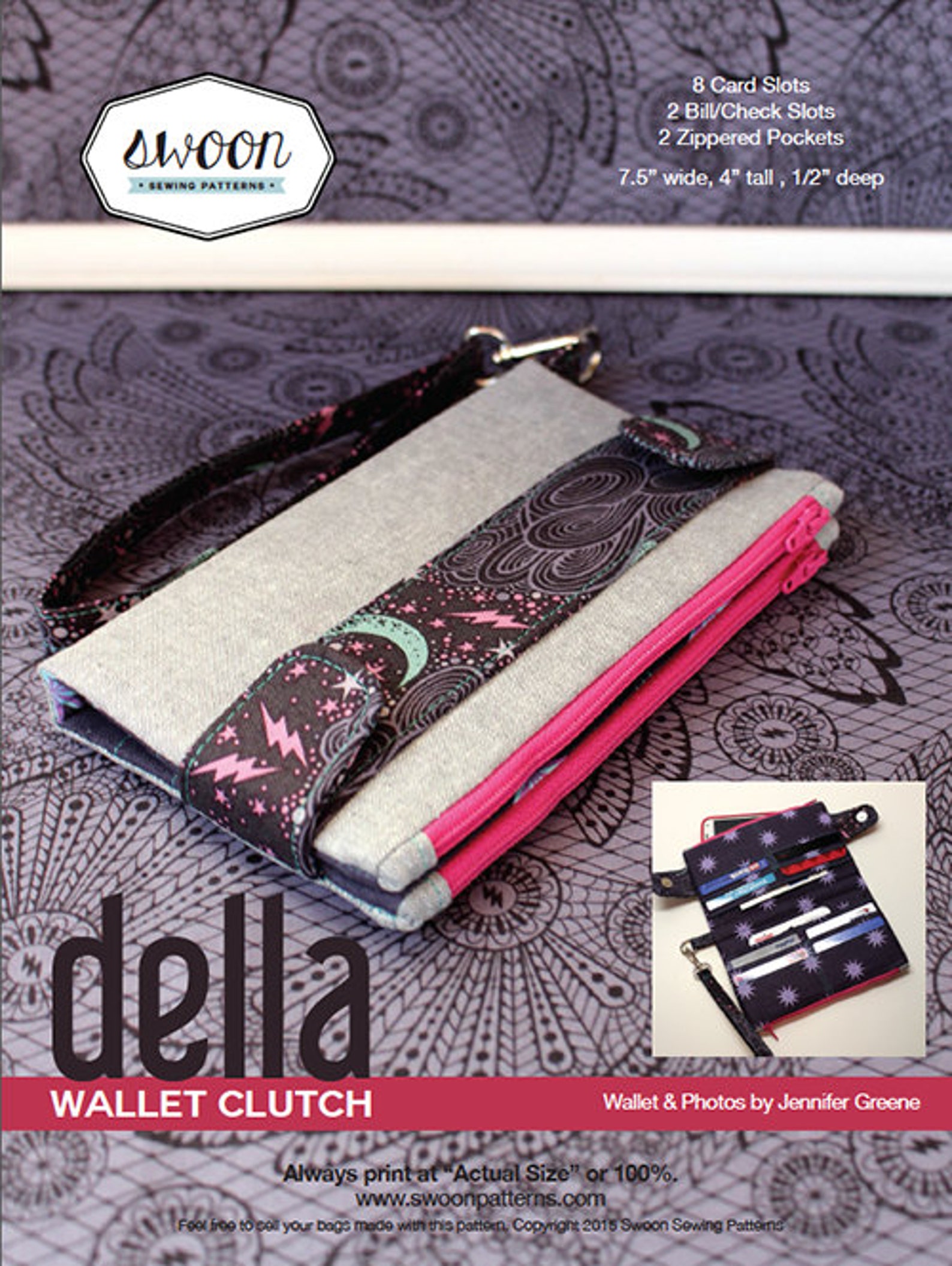 Swoon Patterns: Della Wallet Clutch - PDF Wallet Bag Purse Sewing ...