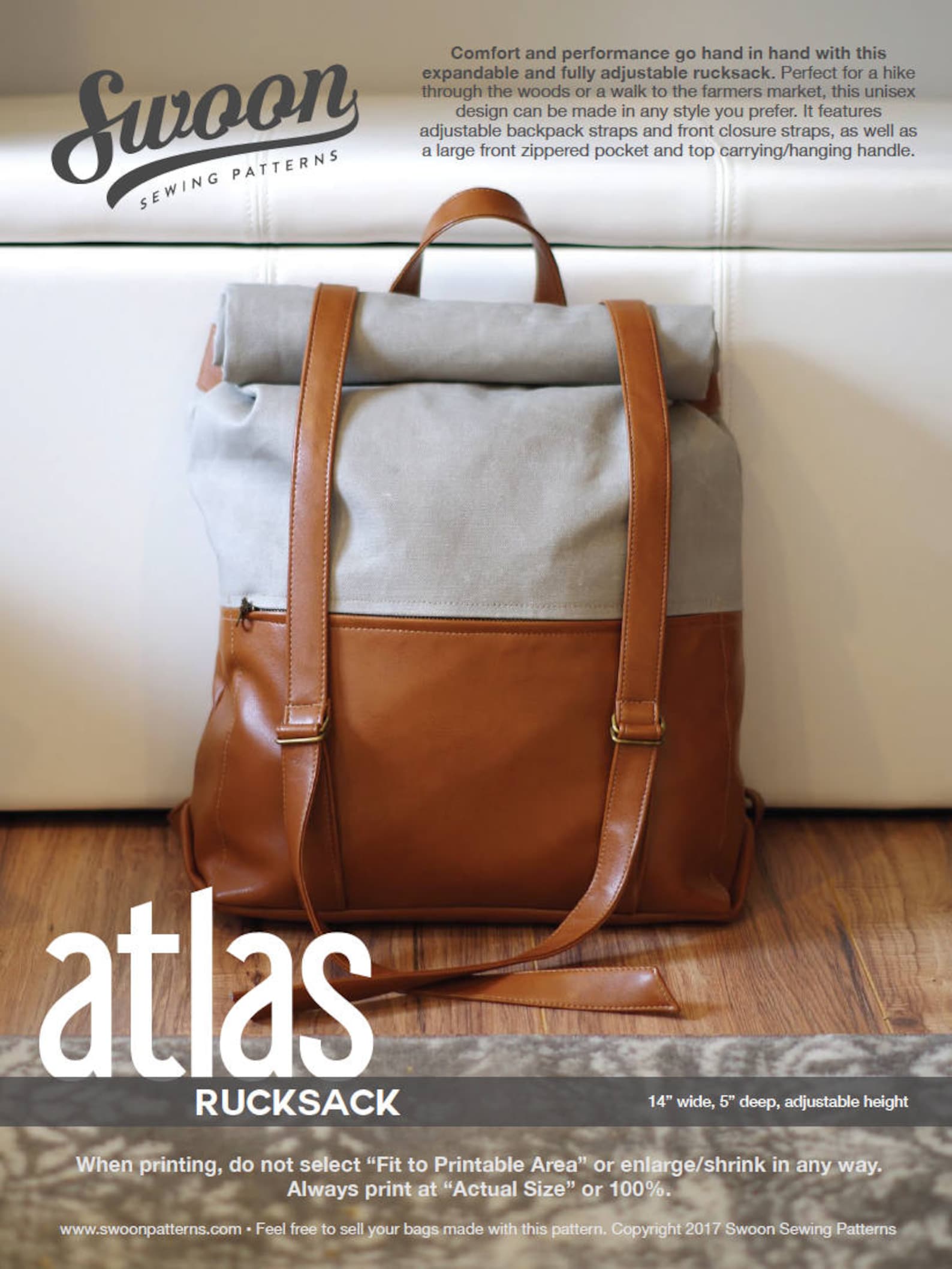 Swoon Patterns: Atlas Rucksack - PDF Rolltop Backpack Mens Sewing ...