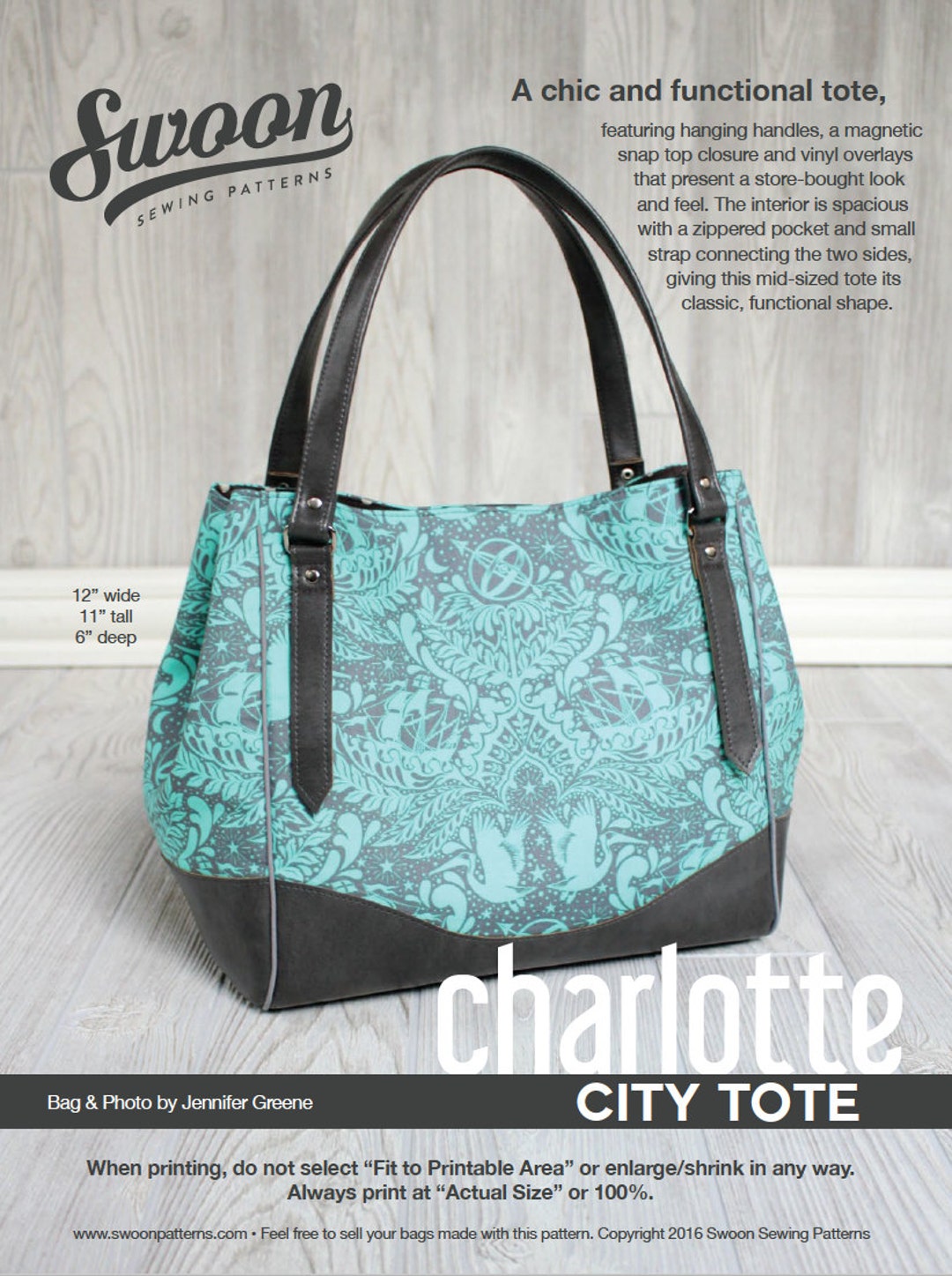 Swoon Patterns: Charlotte City Tote - PDF Vintage Purse Tote Handbag ...