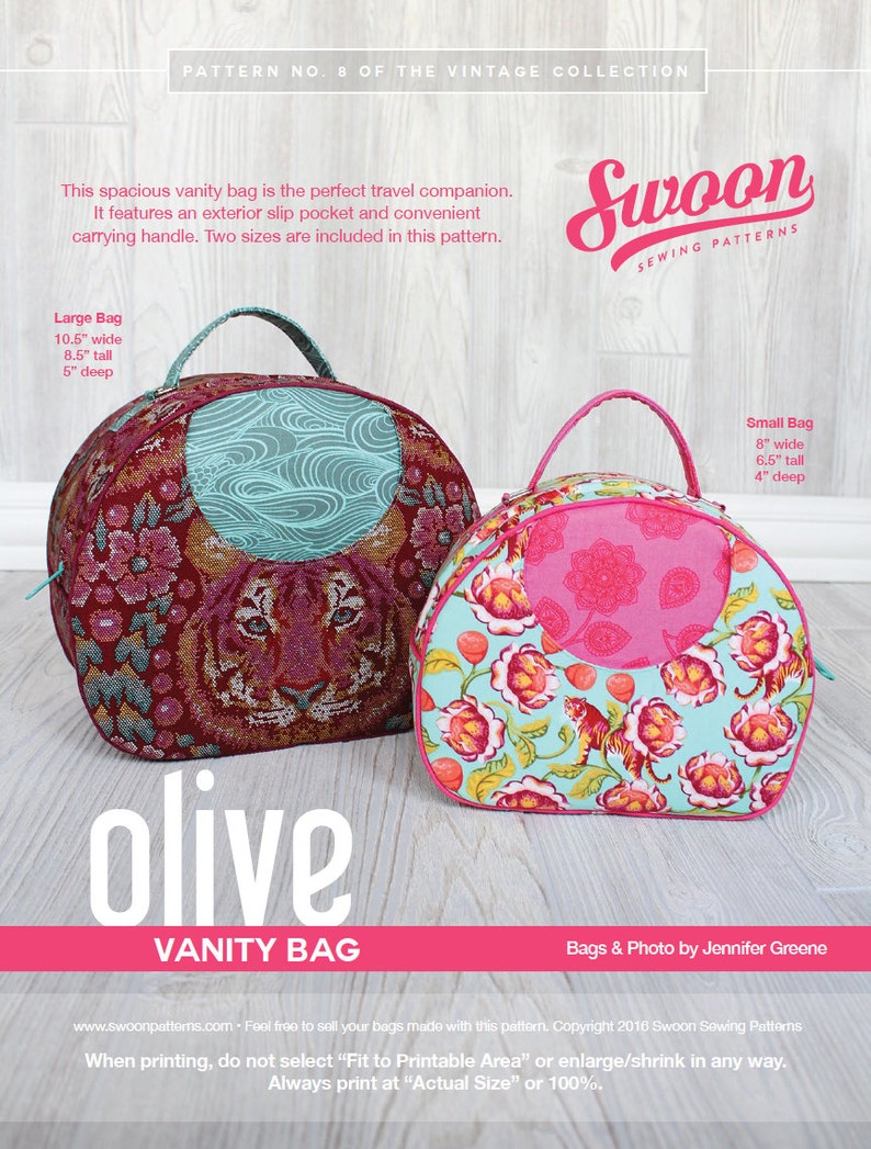 Swoon Patterns: Olive Vanity Bag - PDF Vintage Purse Vanity Cosmetics Bag Train Case Sewing ...