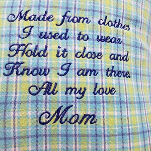 Memory Pillow, Keepsake Pillow, Memory Gift With Embroidered Message - Etsy