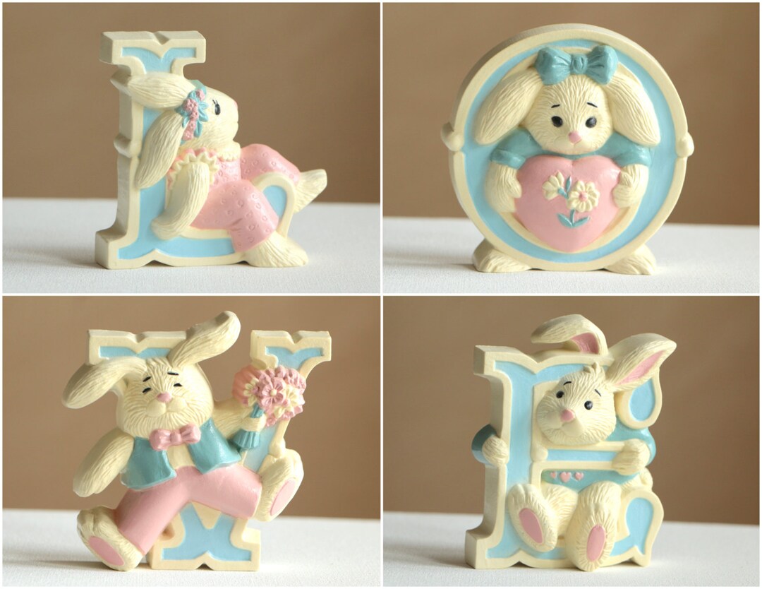 Vintage Bunny Rabbit Letters LOVE Bunny Nursery Decor / Pale Pink and ...