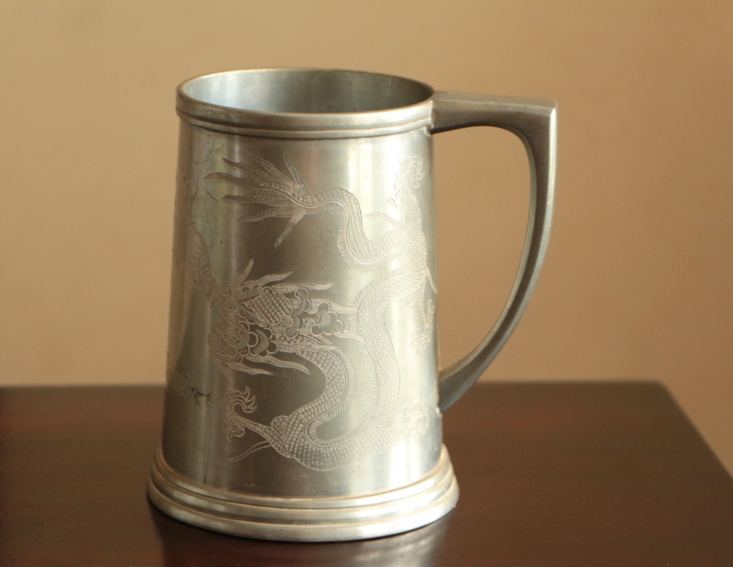 Vintage Pewter Beer Stein Made in China 1946 / Dragon Etchings in ...