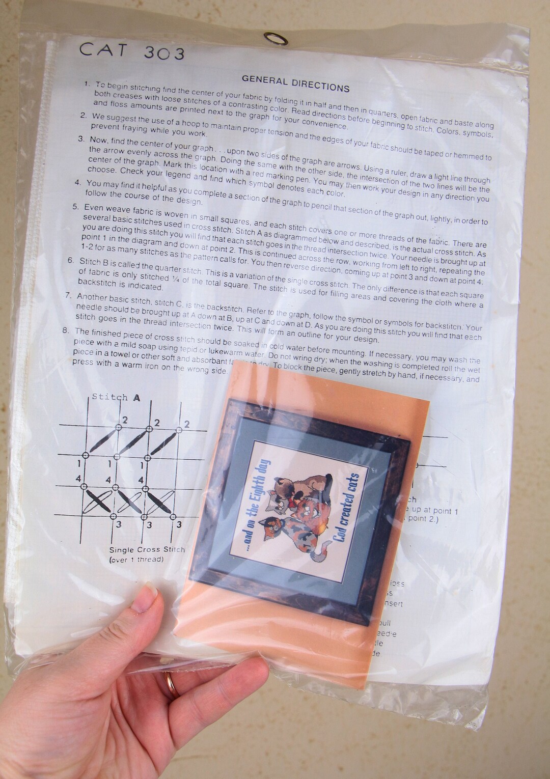 And on the Eight Day God Created Cats - Vintage Cross Stich Pattern ...