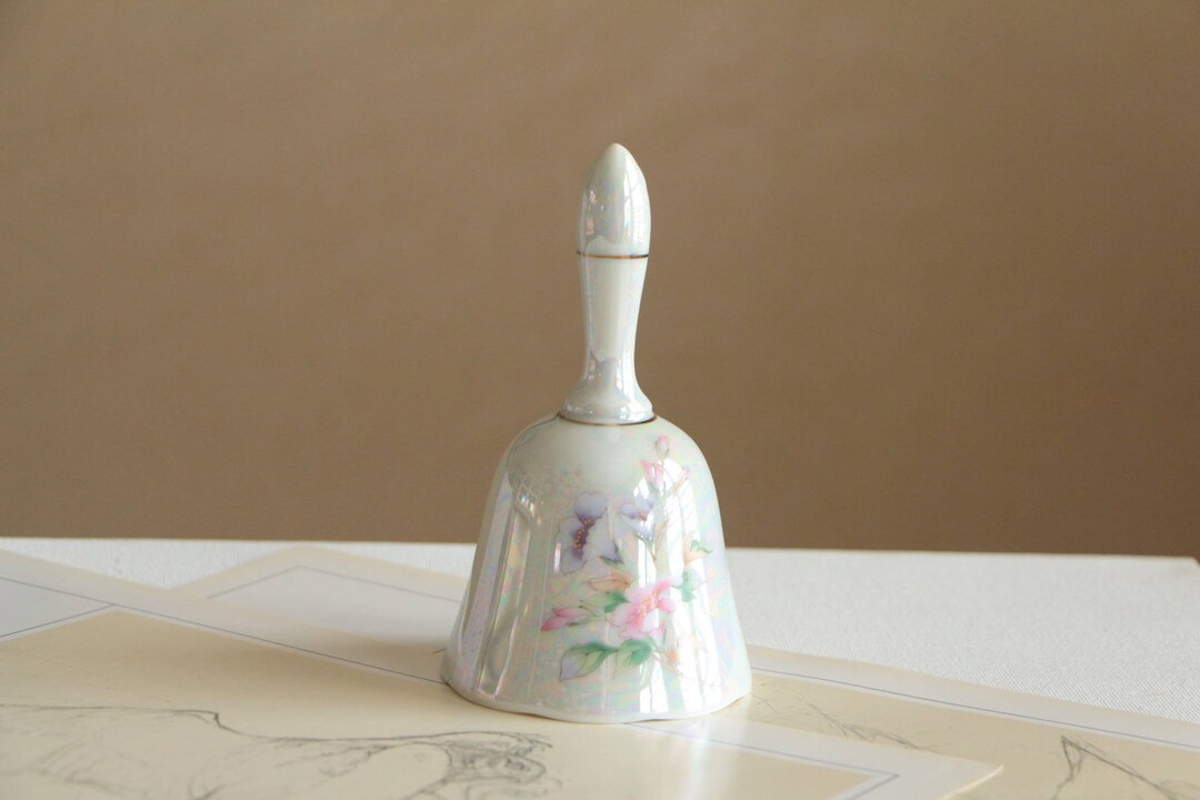 Vintage Pearly White Ceramic Bell / Small Dinner Bell With - Etsy
