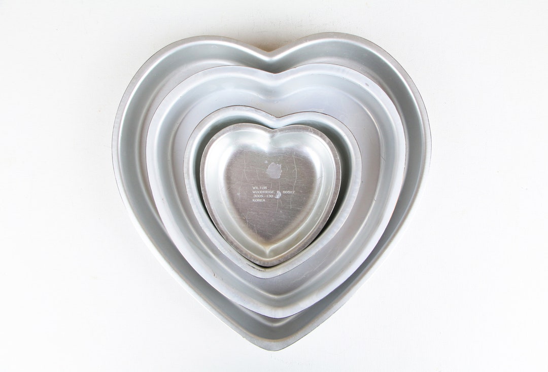 Vintage Wilton Heart Shaped Cake Pans Set of 4 / Aluminum Cake Pan ...