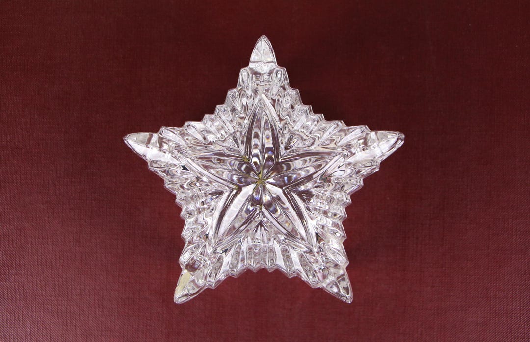 Vintage Clear Cut Crystal Star Shape Trinket Box With Lid Made in ...