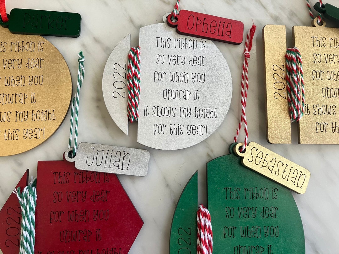 Christmas Ribbon Height Ornament Personalized Ornament Holiday Keepsake ...