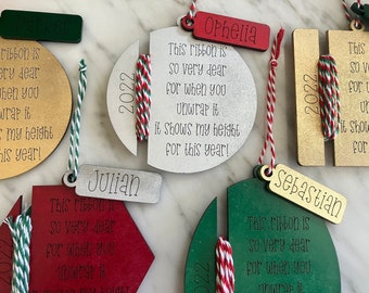 Christmas Ribbon Height Snowman Ornament, Christmas Height Ornament ...