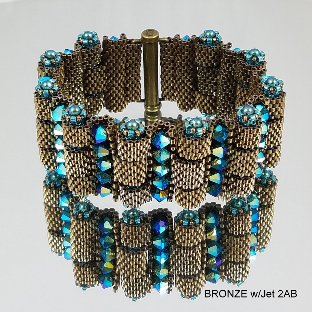 PDF Beading Pattern - Crystal Hinges Bracelet - Peyote Stitch Tutorial ...