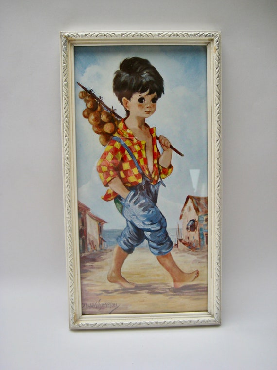 Vintage 1960s Dallas Simpson Print Big Eyed Boy Kitsch - Etsy UK