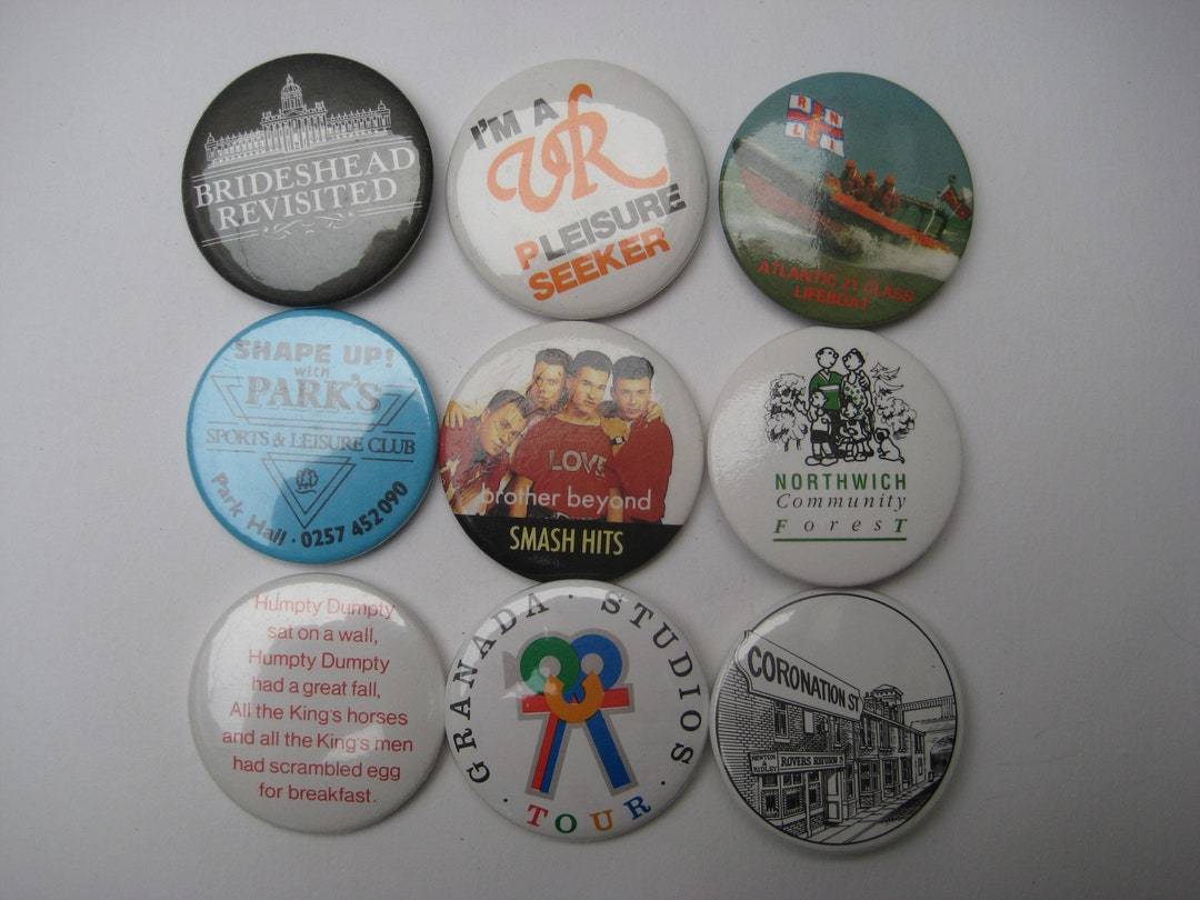 Lot X 9 Vintage Badges Mostly 1980s/90s Collectable Charity Advertising ...