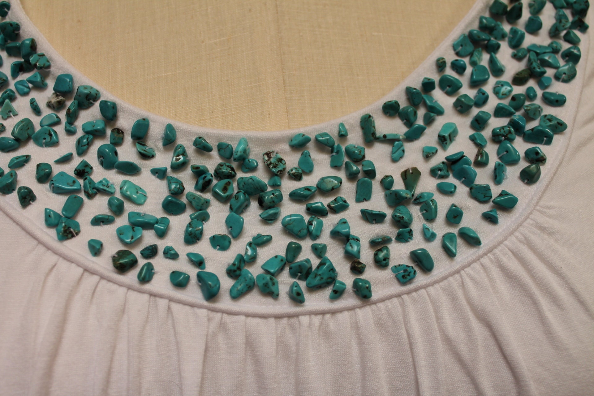 Turquoise Stones Top Bohemian Swing Tunic Shabby Lace Tank Sleeveless ...