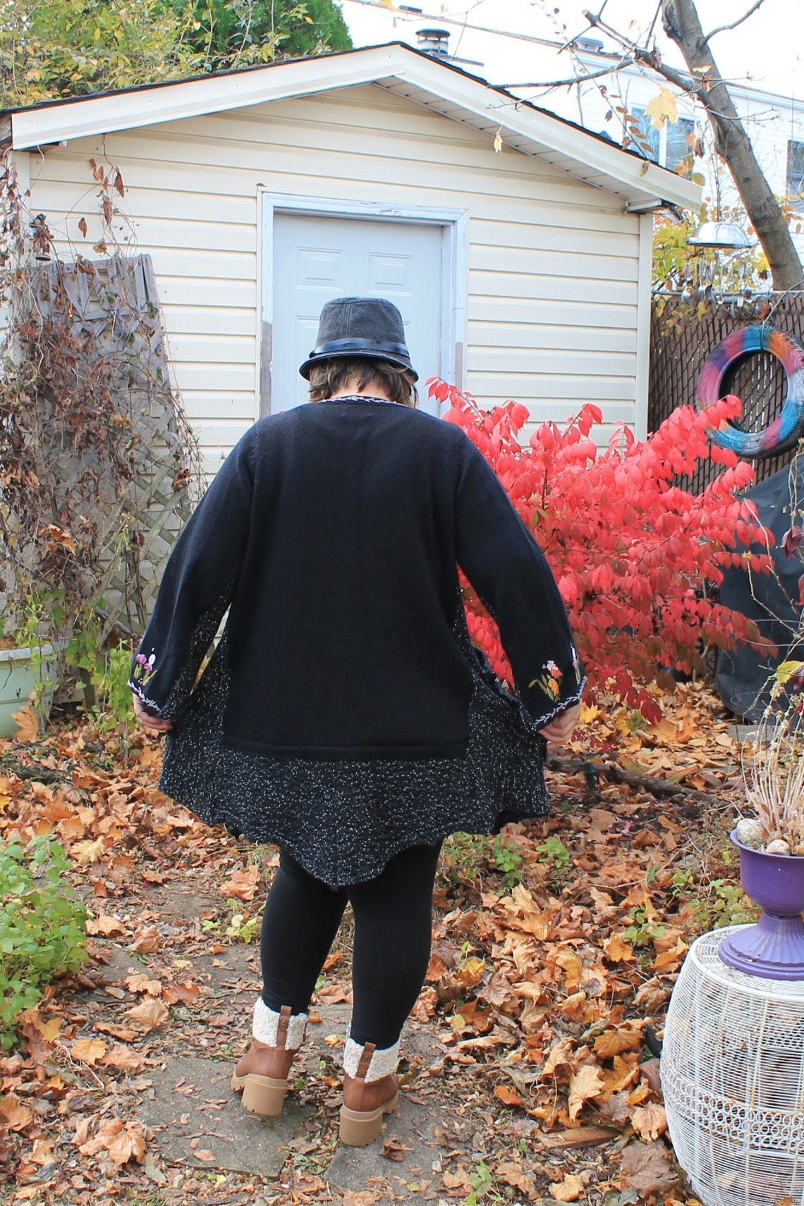 Upcycled Cardigan Top Boho Clothing Black Sweater Duster - Etsy