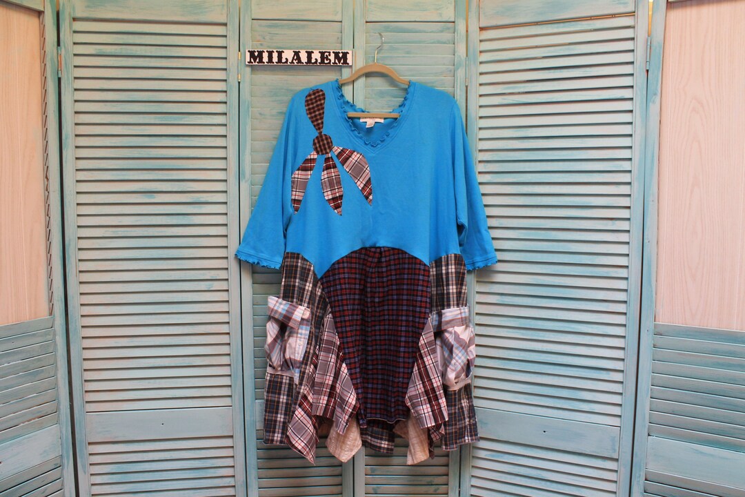 Upcycled Plaid Plus Size Tunic Dress, Boho Chic Clothing 2X-3X - Etsy