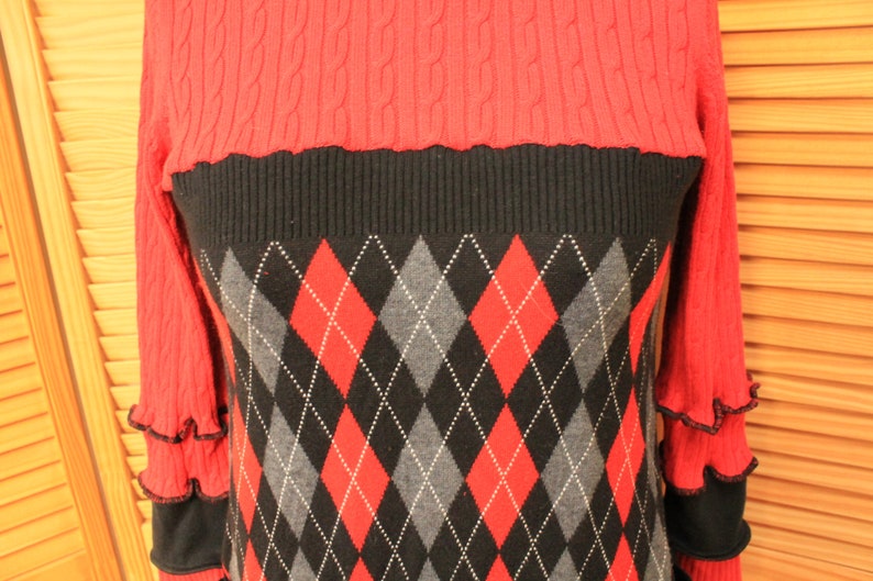 Argyle Sweater Dress Upcycled Sweaters Patchwork Tunic Dress - Etsy