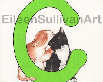 C is for Cat Cute Cat Alphabet Print Letter C Kids Nursery Wall Art ...