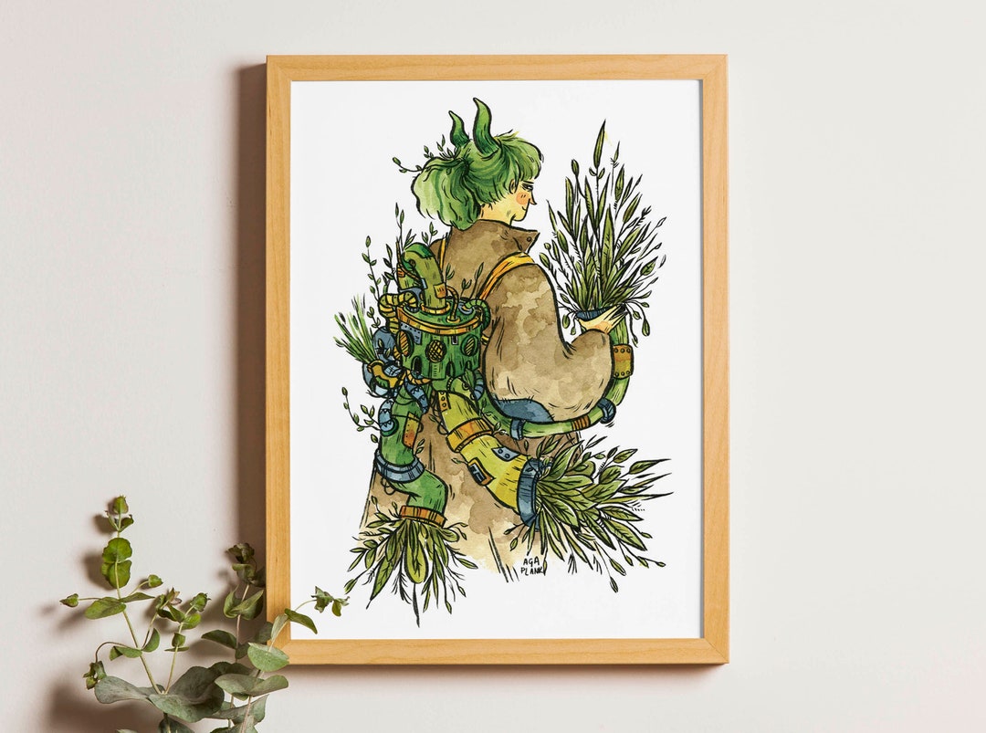 Art Print - Flower Solarpunk - Decor, Funny, Watercolor Illustration ...