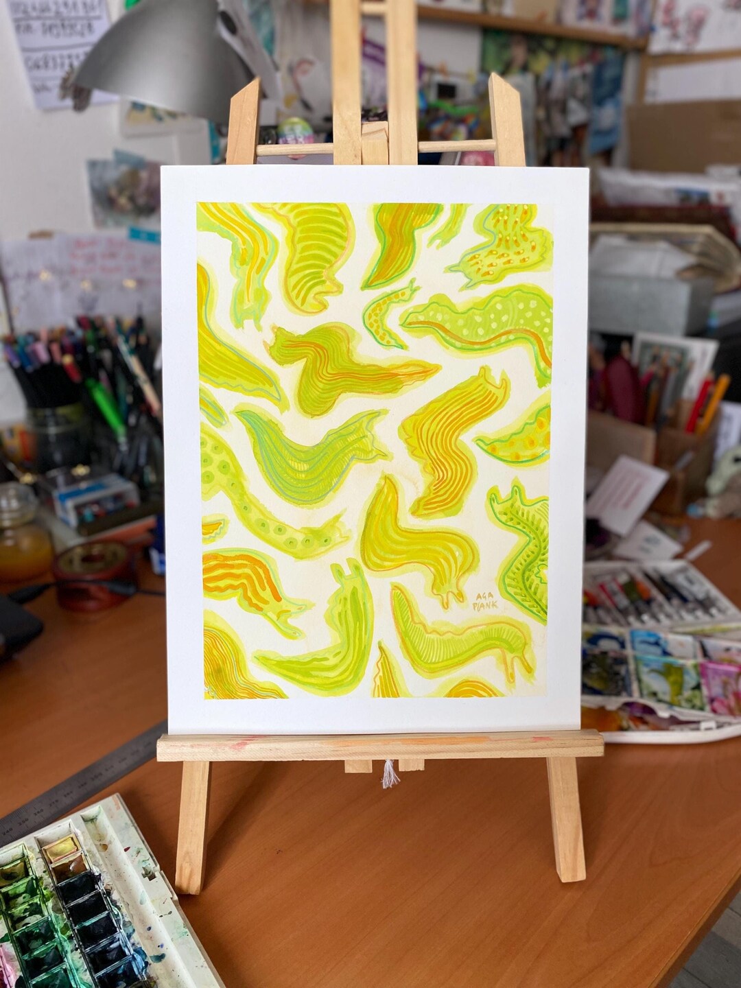 Yellow Slug Original Painting, Watercolor Art, Wall Art, Small Painting ...