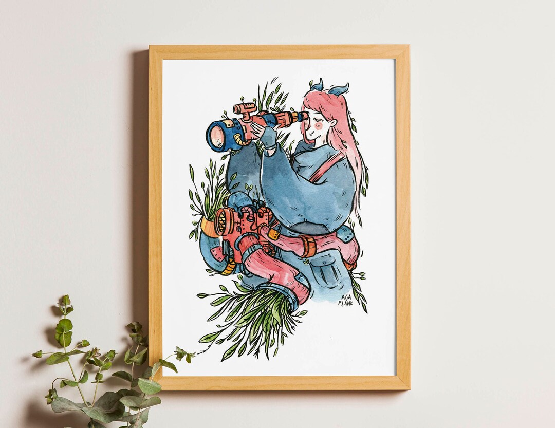 Art Print - Flower Solarpunk - Watercolor Illustration, Floral ...