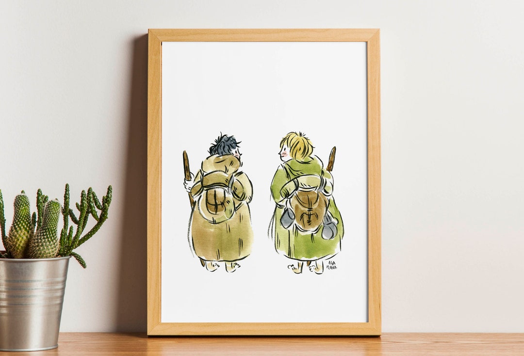 Sam and Frodo Art Print - ilustración en acuarela, tarjeta A6, regalo ...