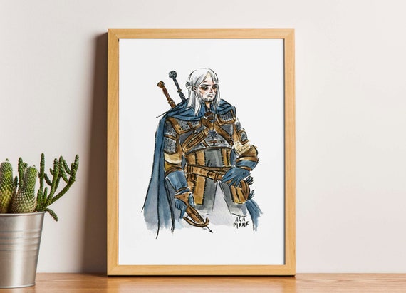 Art Print Witcher A6 Decor Watercolor Illustration | Etsy
