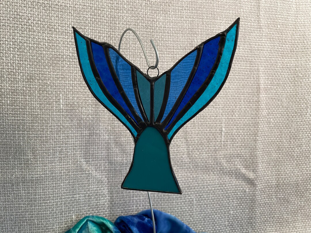 Mermaid Tail Stained Glass Mermaid Tail Sun Catcher Whimsical Art Room ...
