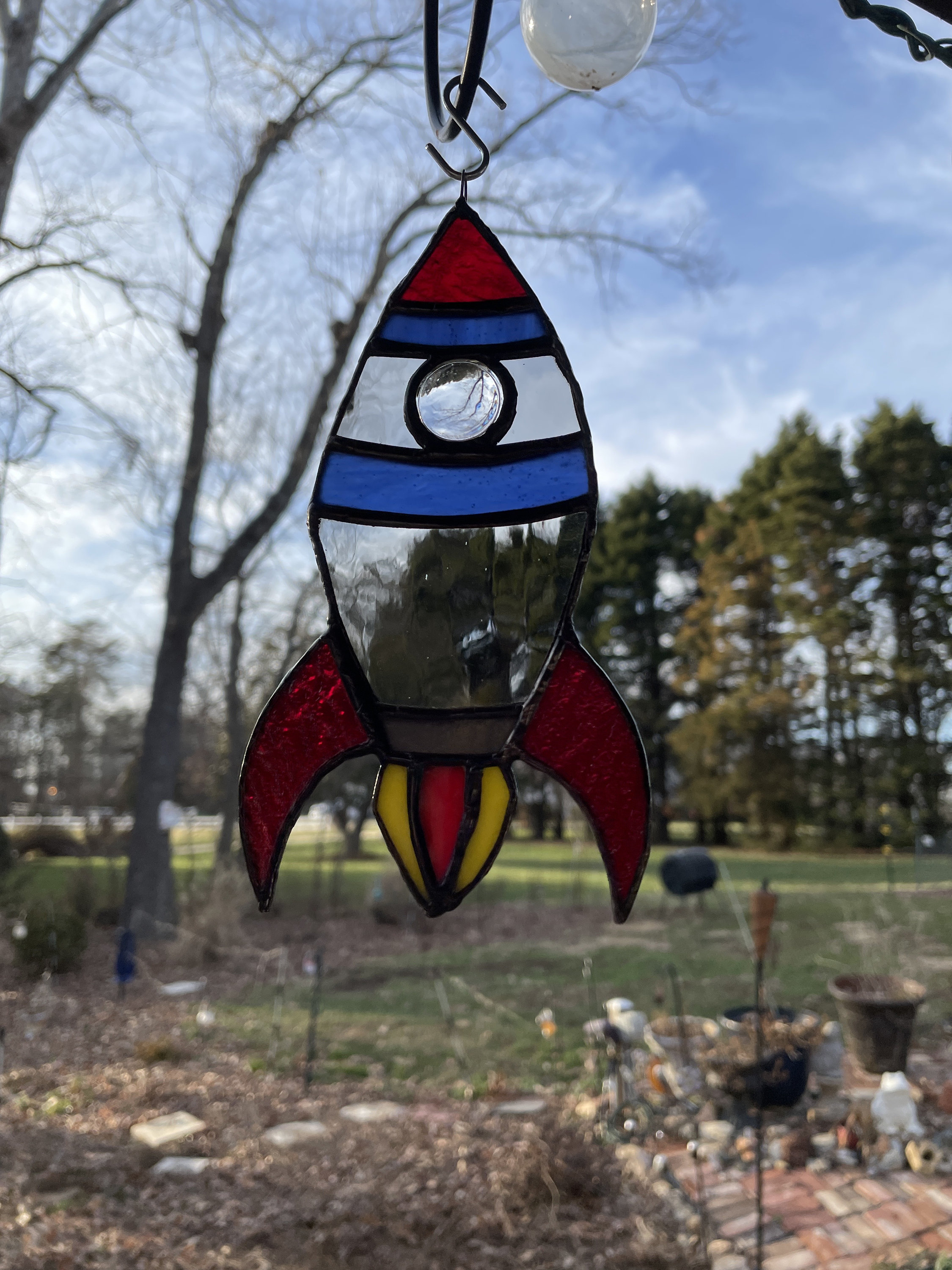 Stained Glass, Rocket Stained Glass, Spaceship, Rocket Suncatcher ...
