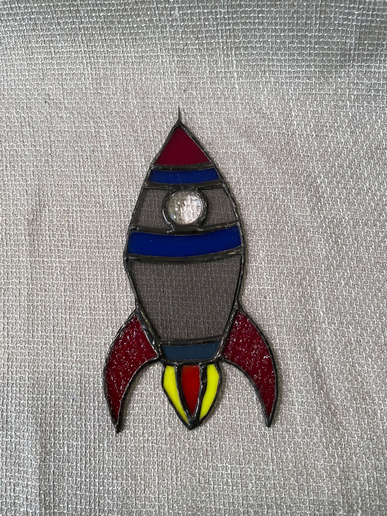 Stained Glass, Rocket Stained Glass, Spaceship, Rocket Suncatcher ...