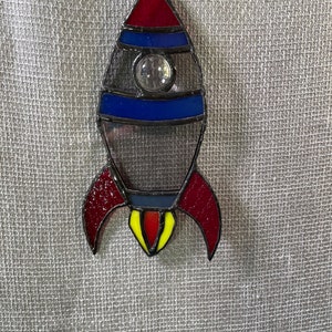 Stained Glass, Rocket Stained Glass, Spaceship, Rocket Suncatcher ...