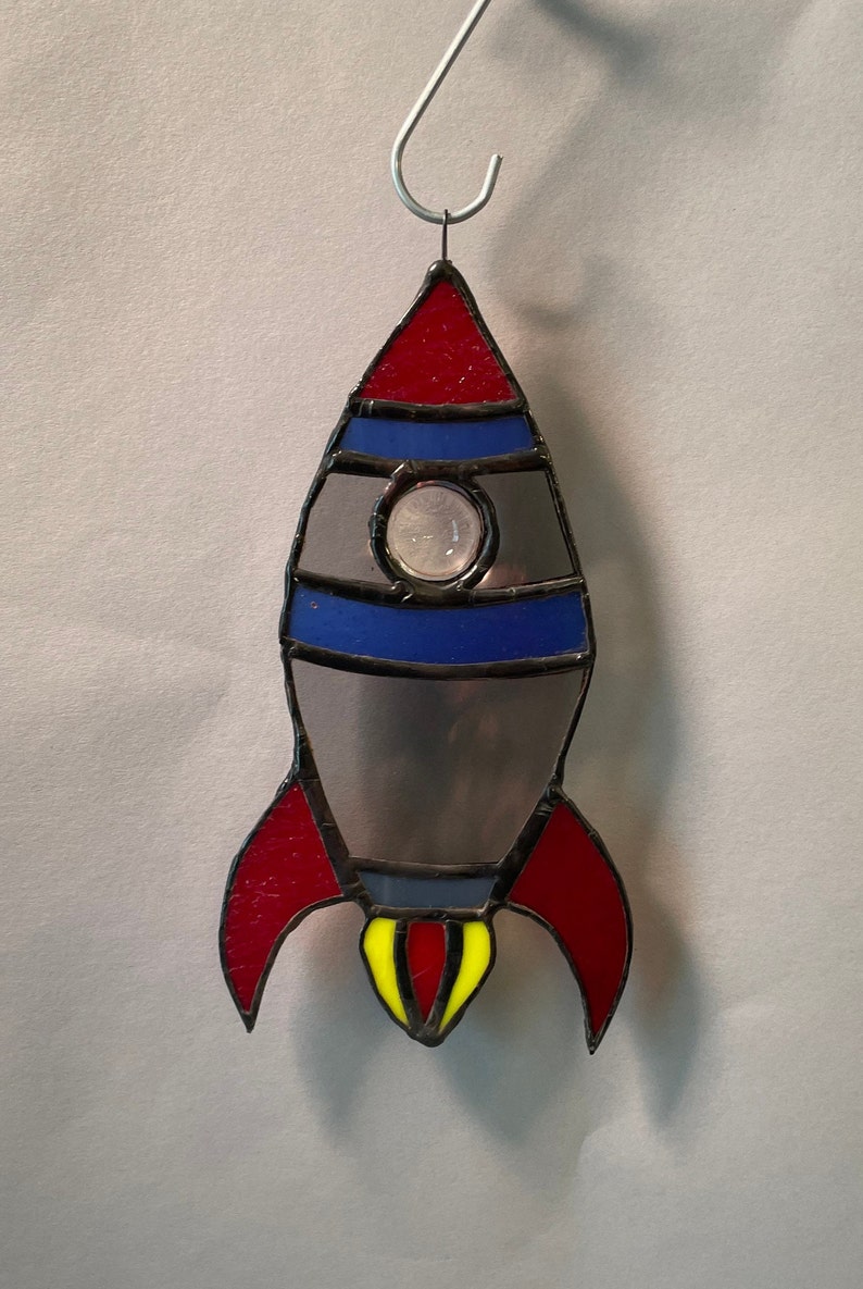 Stained Glass Rocket Stained Glass Spaceship Rocket - Etsy