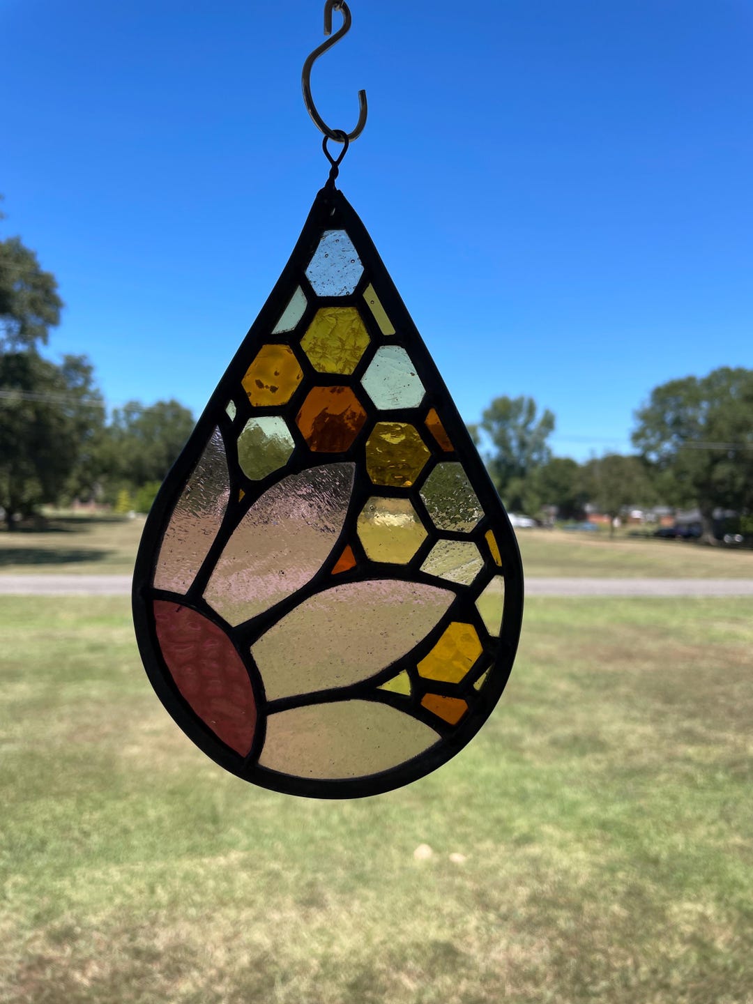 Floral Honey Drop Stained Glass Stained Glass Drop Floral Raindrop ...