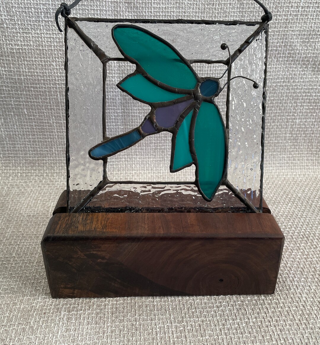Fused Glass Art Stand Glass Art Stand Reclaimed Walnut Art Stand ...
