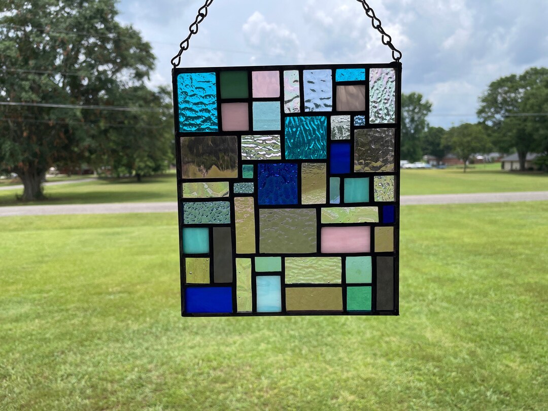 Multi Colored Stained Glass Panel, Sun Catcher, Colorful Glass Art ...