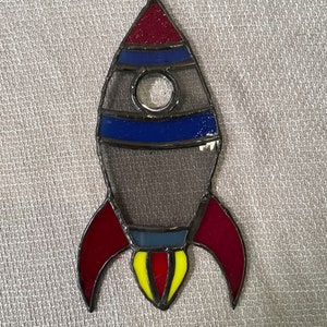 Stained Glass, Rocket Stained Glass, Spaceship, Rocket Suncatcher ...