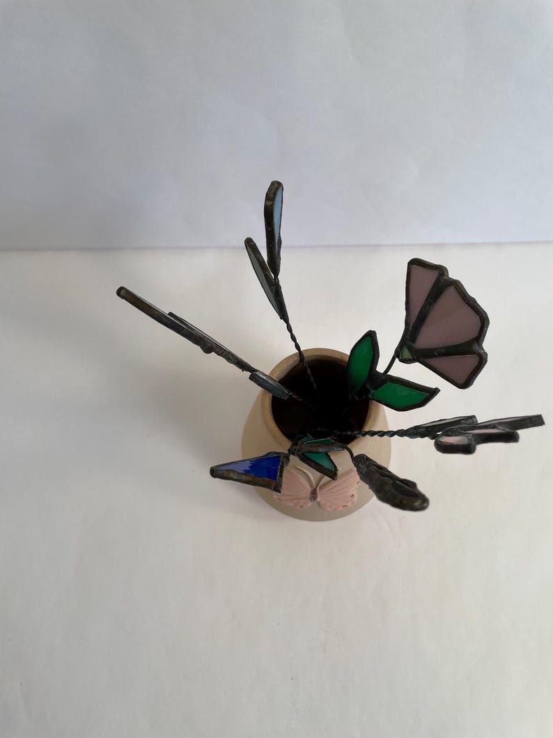Stained Glass Flower Bouquet, Butterfly Vase, Forever Flowers - Etsy
