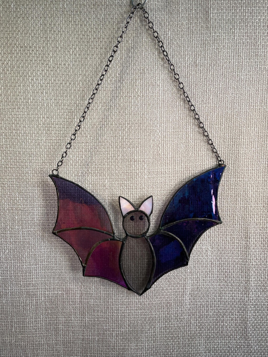 Bat Stained Glass Bat Sun Catcher Iridescent Stained Glass Bat Purple ...