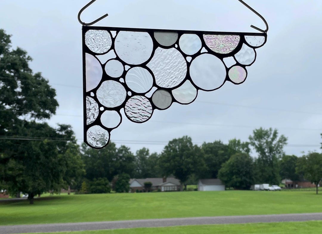 Window Corner Bubbles, Stained Glass Whimsical Bubbles, Bathroom Decor ...
