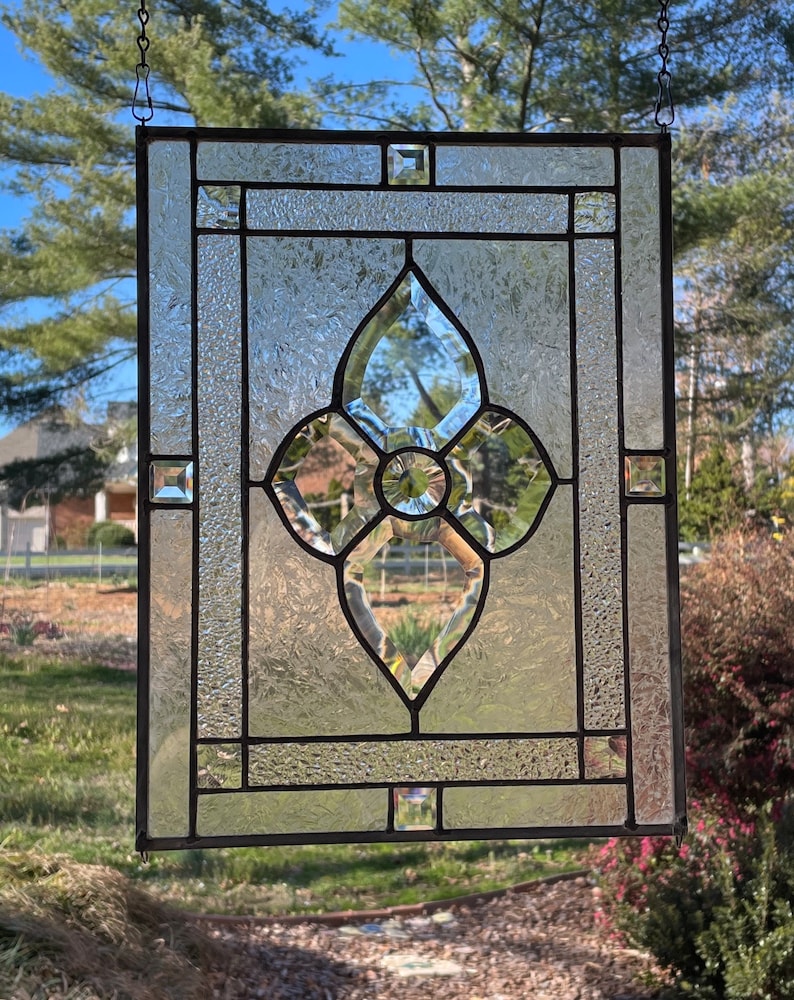 Clear Bevel Stained Glass Panel Stained Glass Clear Art - Etsy