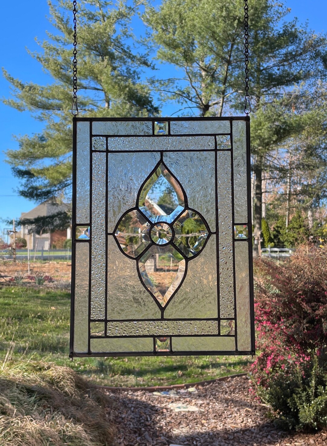 Clear Bevel Stained Glass Panel, Stained Glass, Clear Art Glass ...