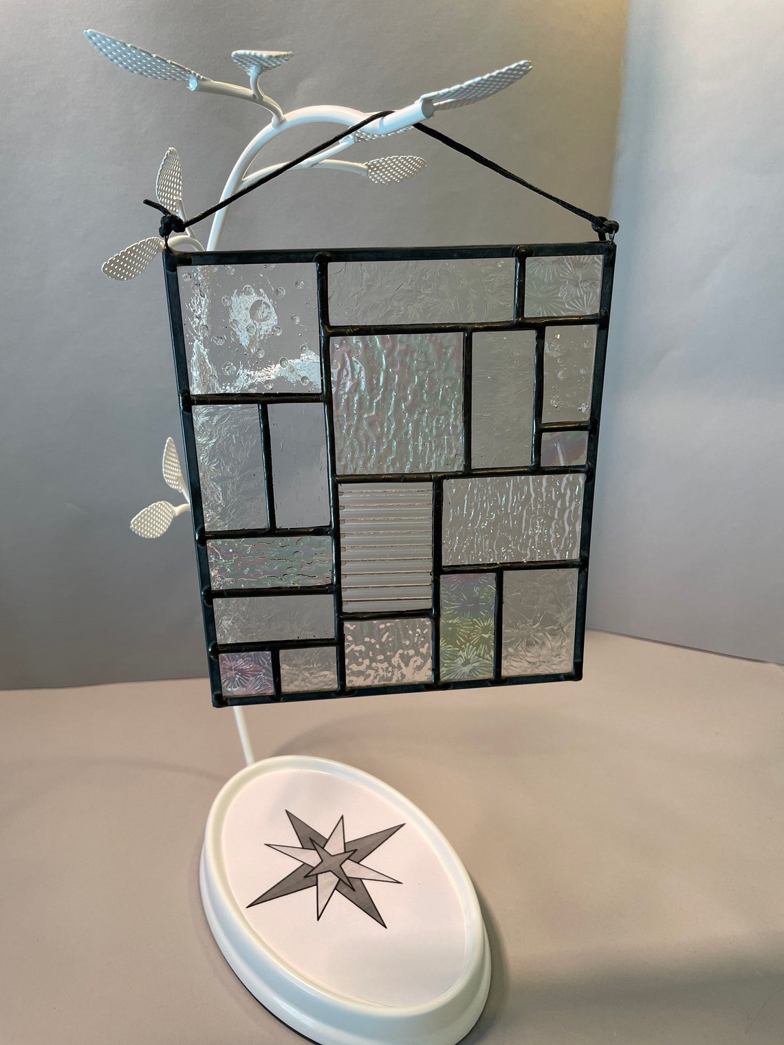 Clear Stained Glass Panel Stained Glass Art Clear Art Glass - Etsy