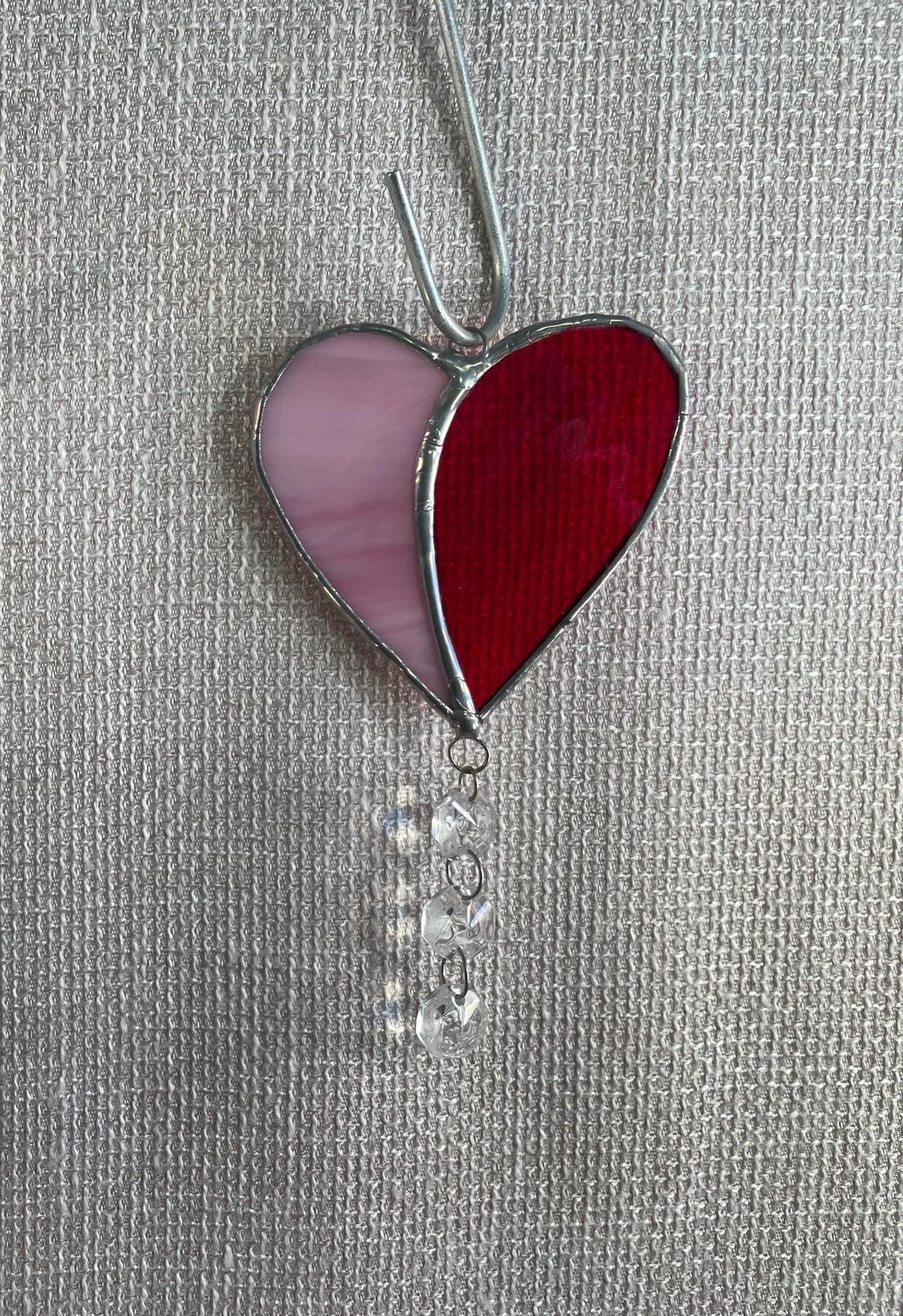 Heart Sun Catcher, Stained Glass Red and Pink Heart, Sun Catcher ...