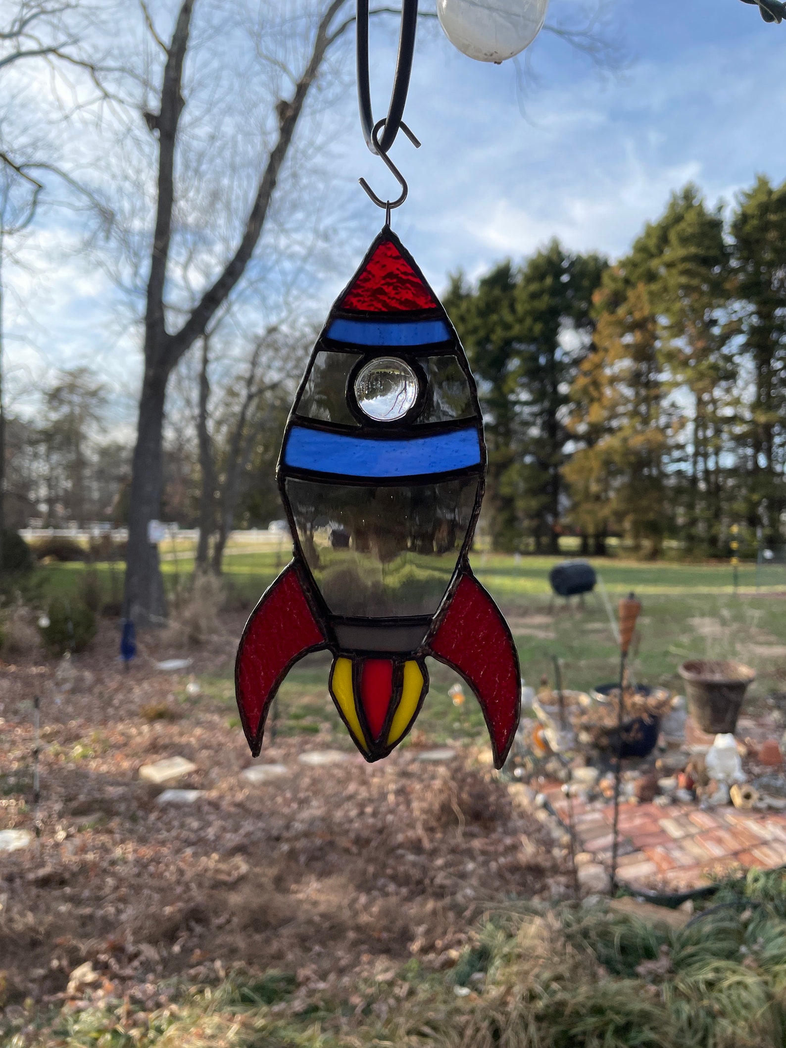 Stained Glass, Rocket Stained Glass, Spaceship, Rocket Suncatcher ...