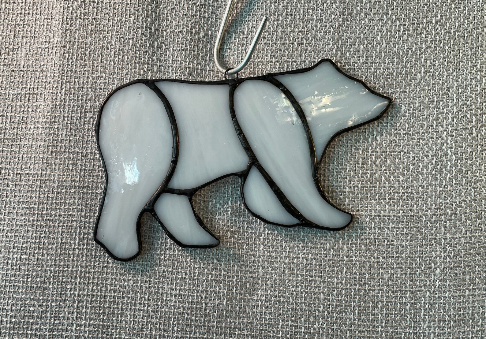 Stained Glass Polar Bear Christmas Ornament Stained Glass Suncatcher X Mas Ornament White