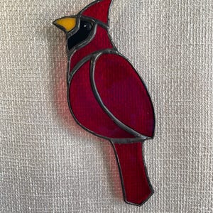 Cardinal Suncatcher, Stained Glass Red Bird, Glass Art Suncatcher, Bird ...