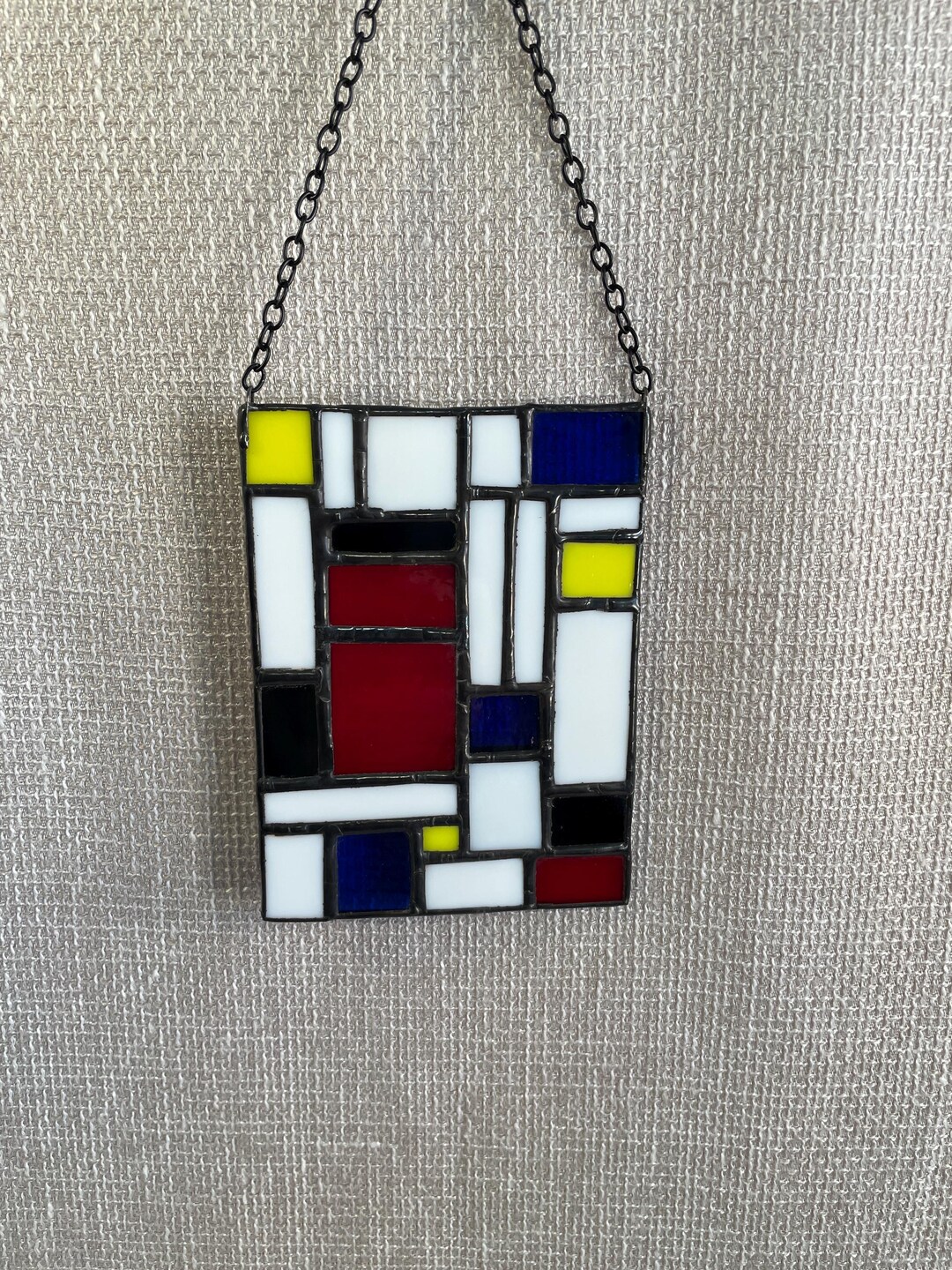 Mondrian Stained Glass Sun Catcher, Piet Mondrian Style Glass Art ...